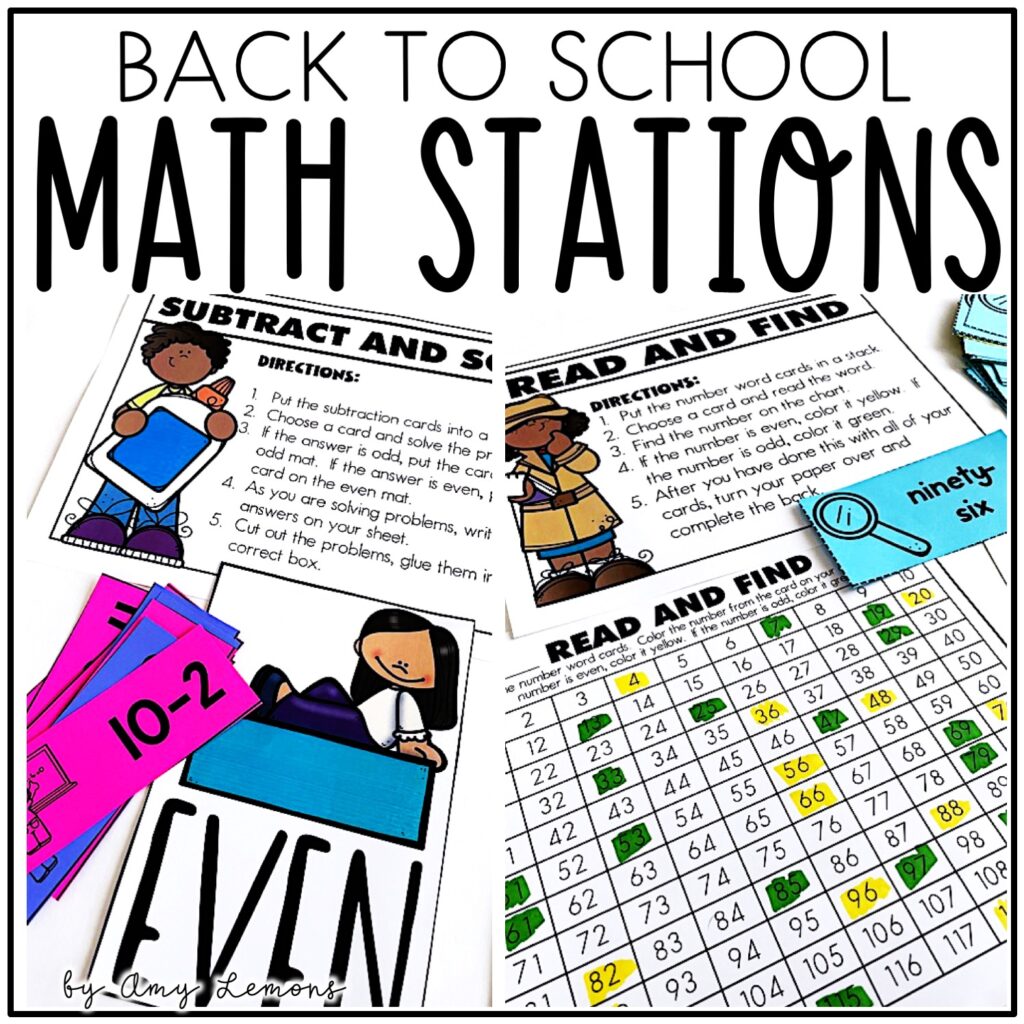 Math Centers: 10 Back to School Math Stations - Amy Lemons