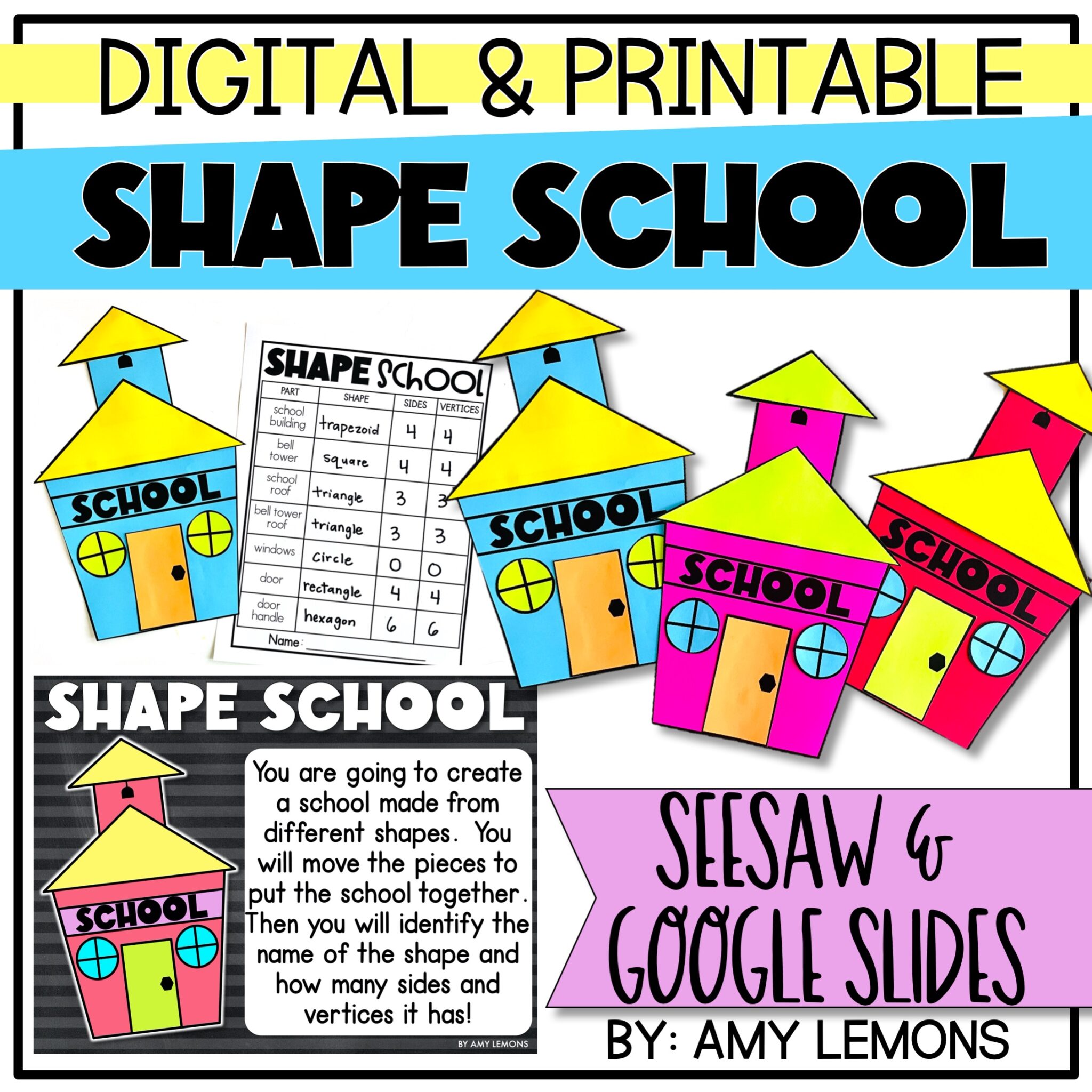 Digital and Printable Shape School - Amy Lemons