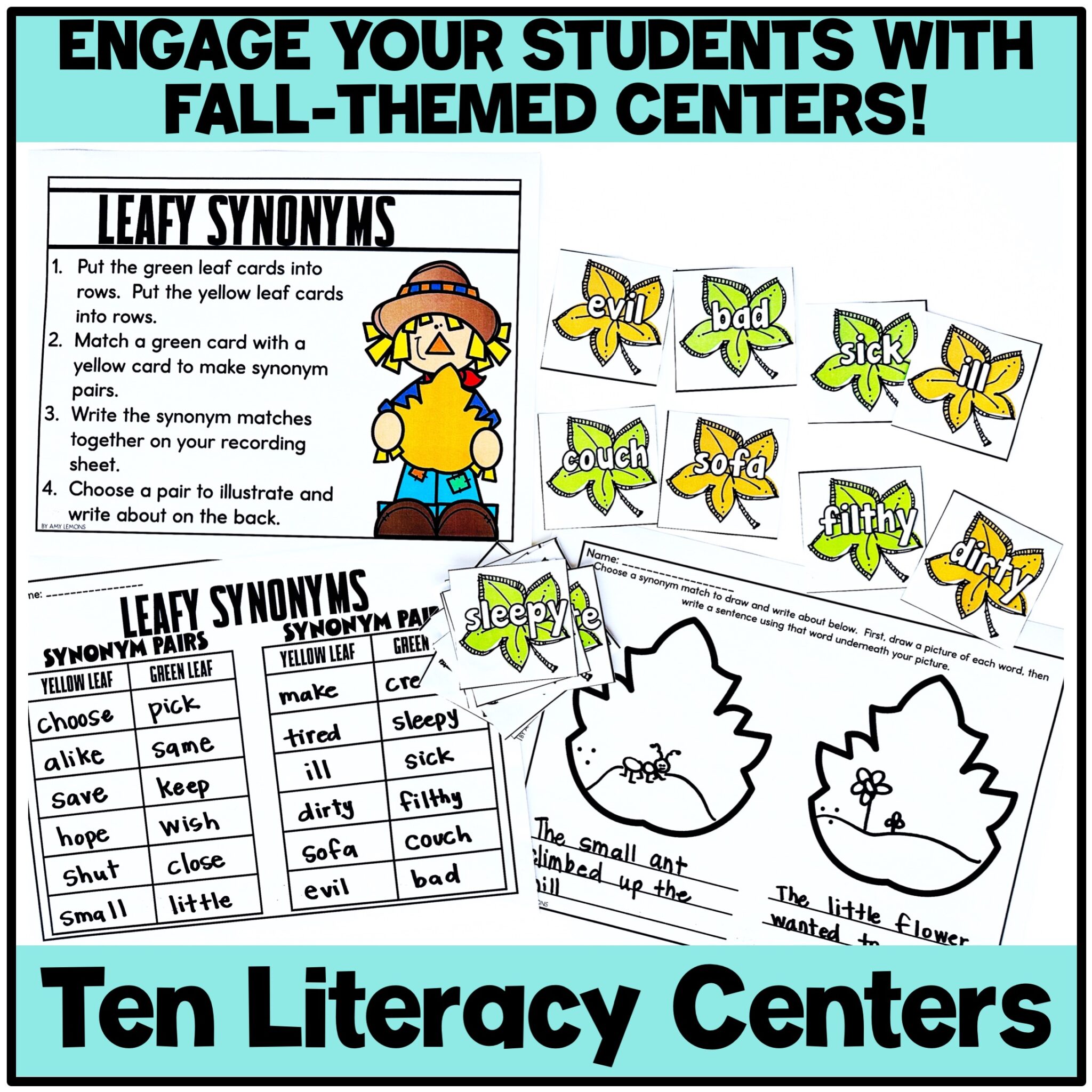 ELA Centers: 10 Literacy Stations for Fall - Amy Lemons
