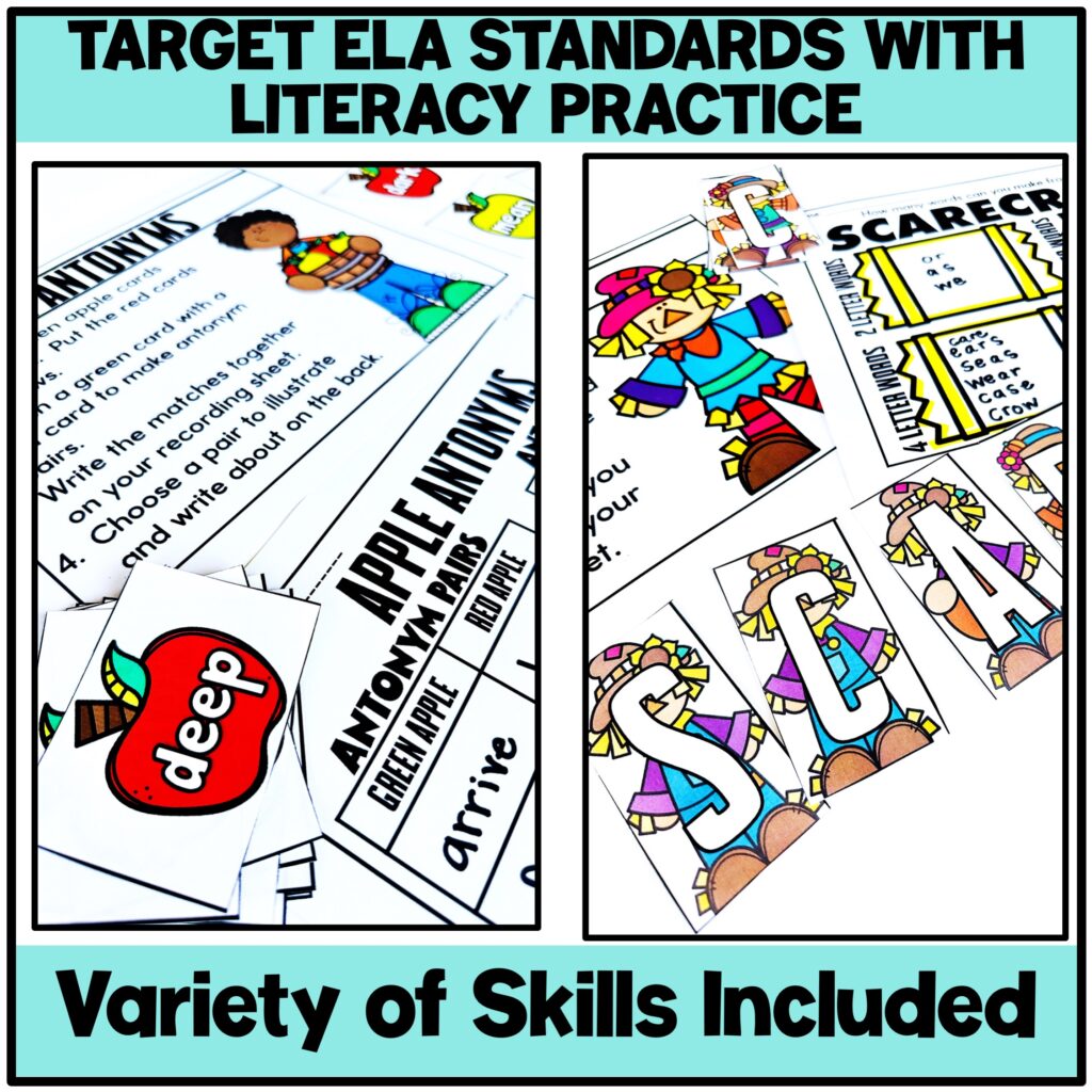 ELA Centers: 10 Literacy Stations for Fall - Amy Lemons