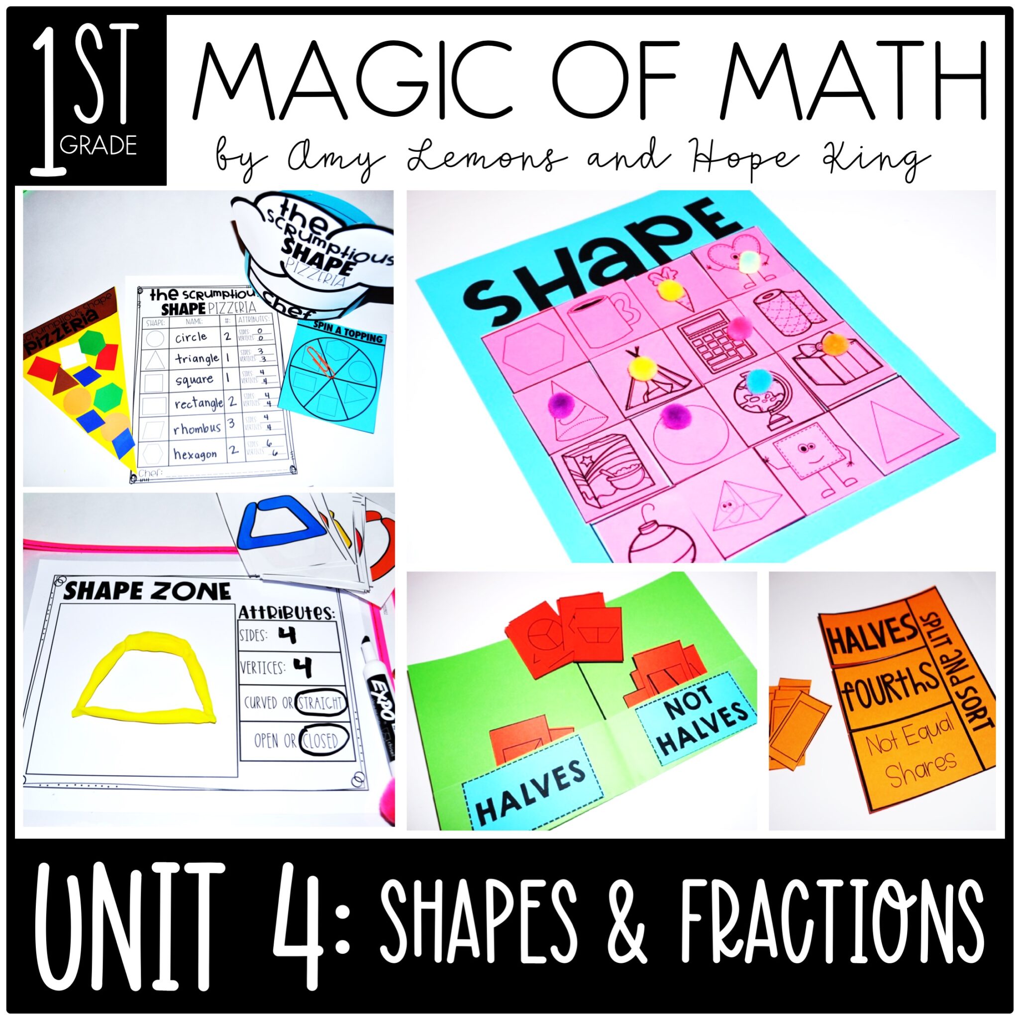 1st Grade Magic of Math Unit 4: Shapes and Fractions - Amy Lemons