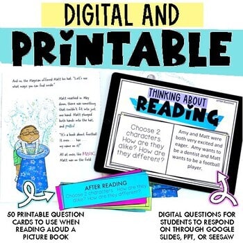 Digital and Printable Thinking About Reading: 50 Book Questions - Amy ...