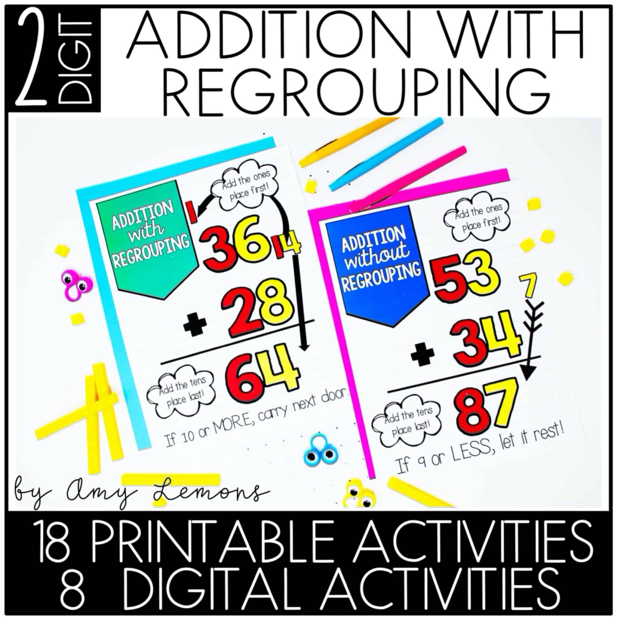 2 Digit Addition With Regrouping - Amy Lemons