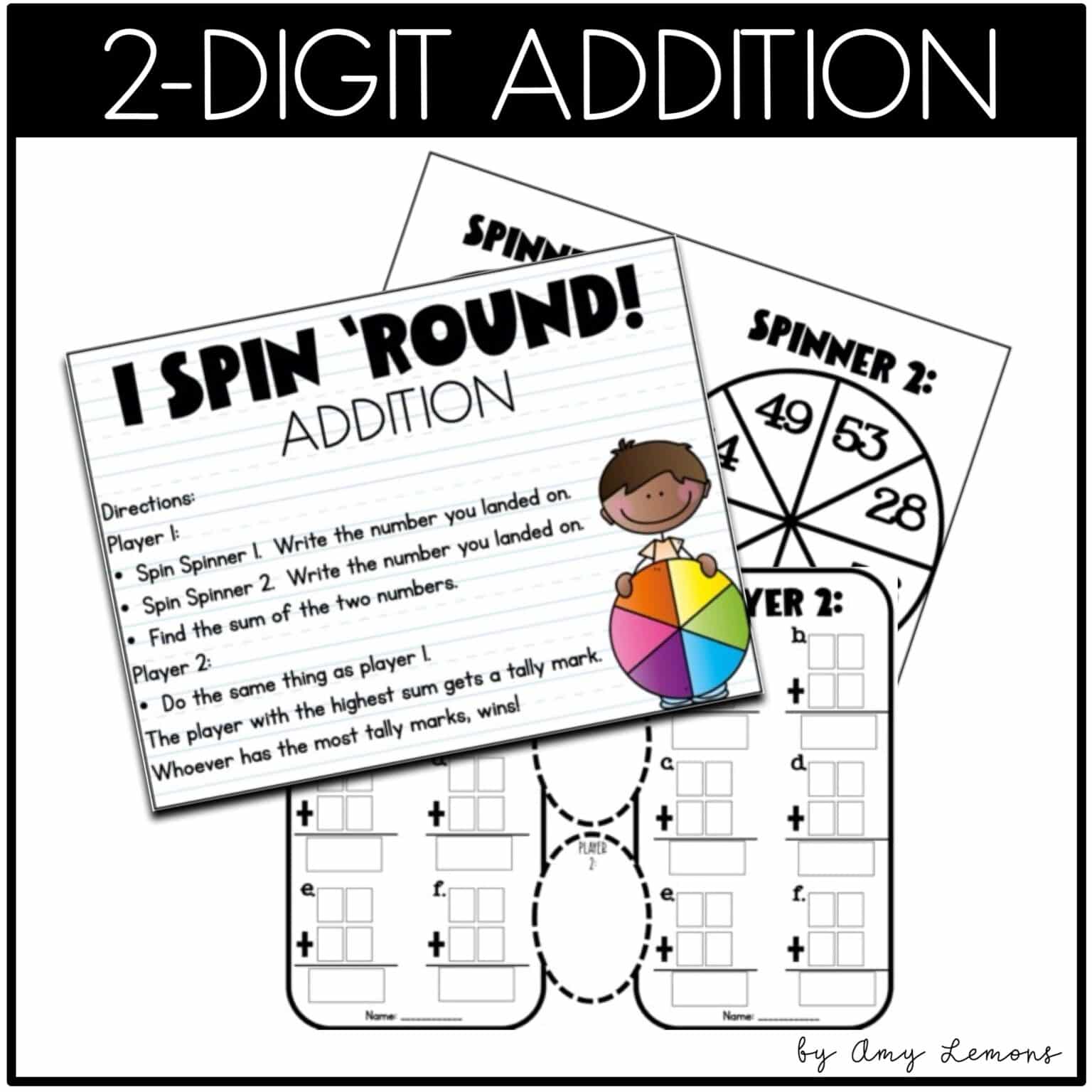 2 Digit Addition and Subtraction With Regrouping Centers - Amy Lemons