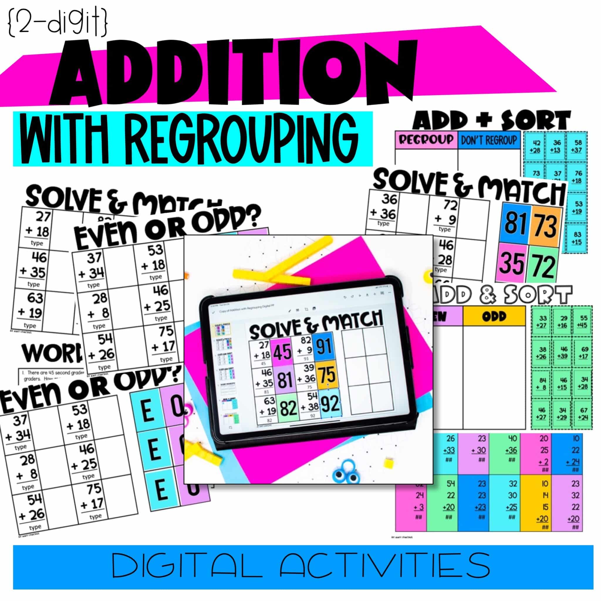 2 Digit Addition With Regrouping - Amy Lemons