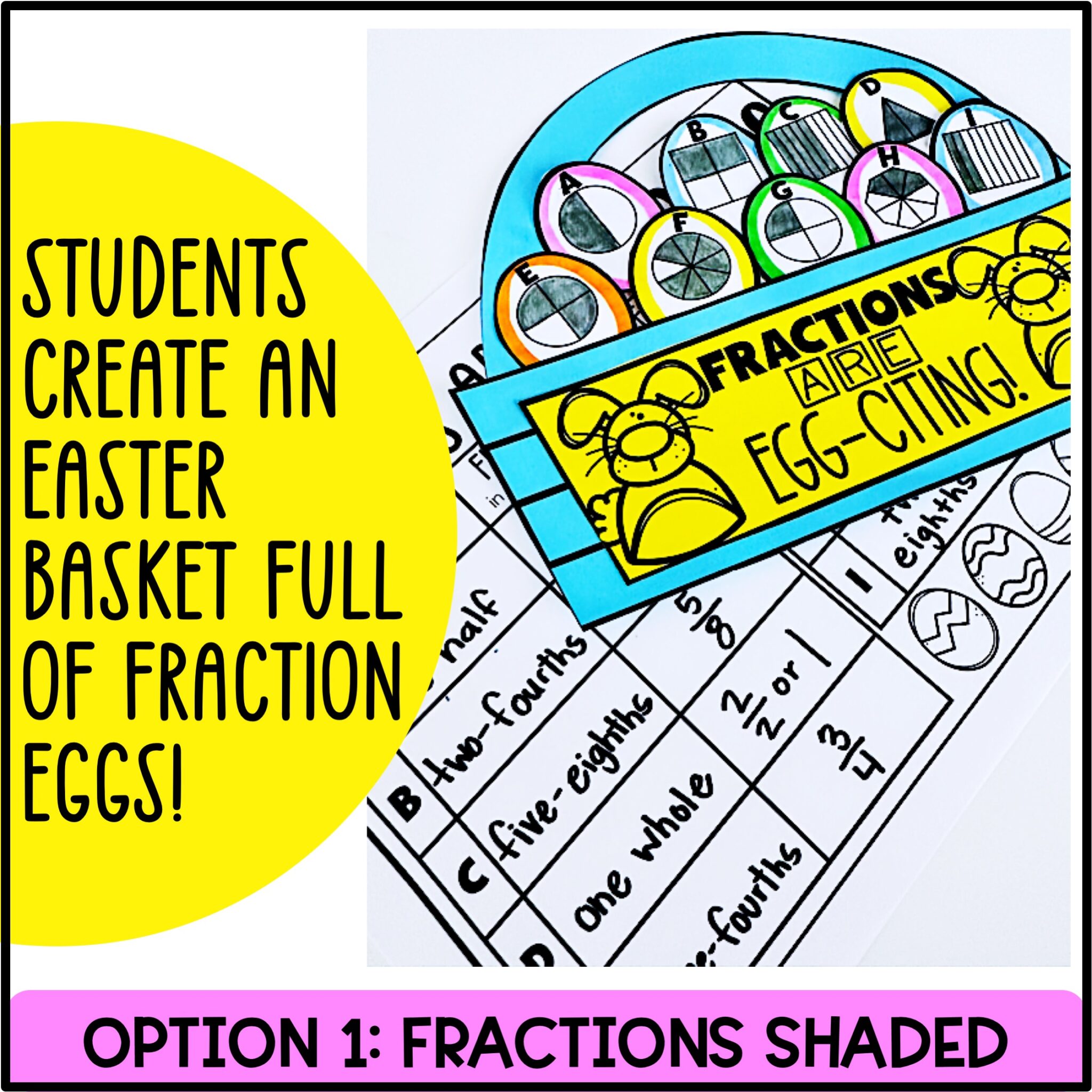 Easter Egg Basket Activity for Fractions OR Telling Time {EGG-citing ...