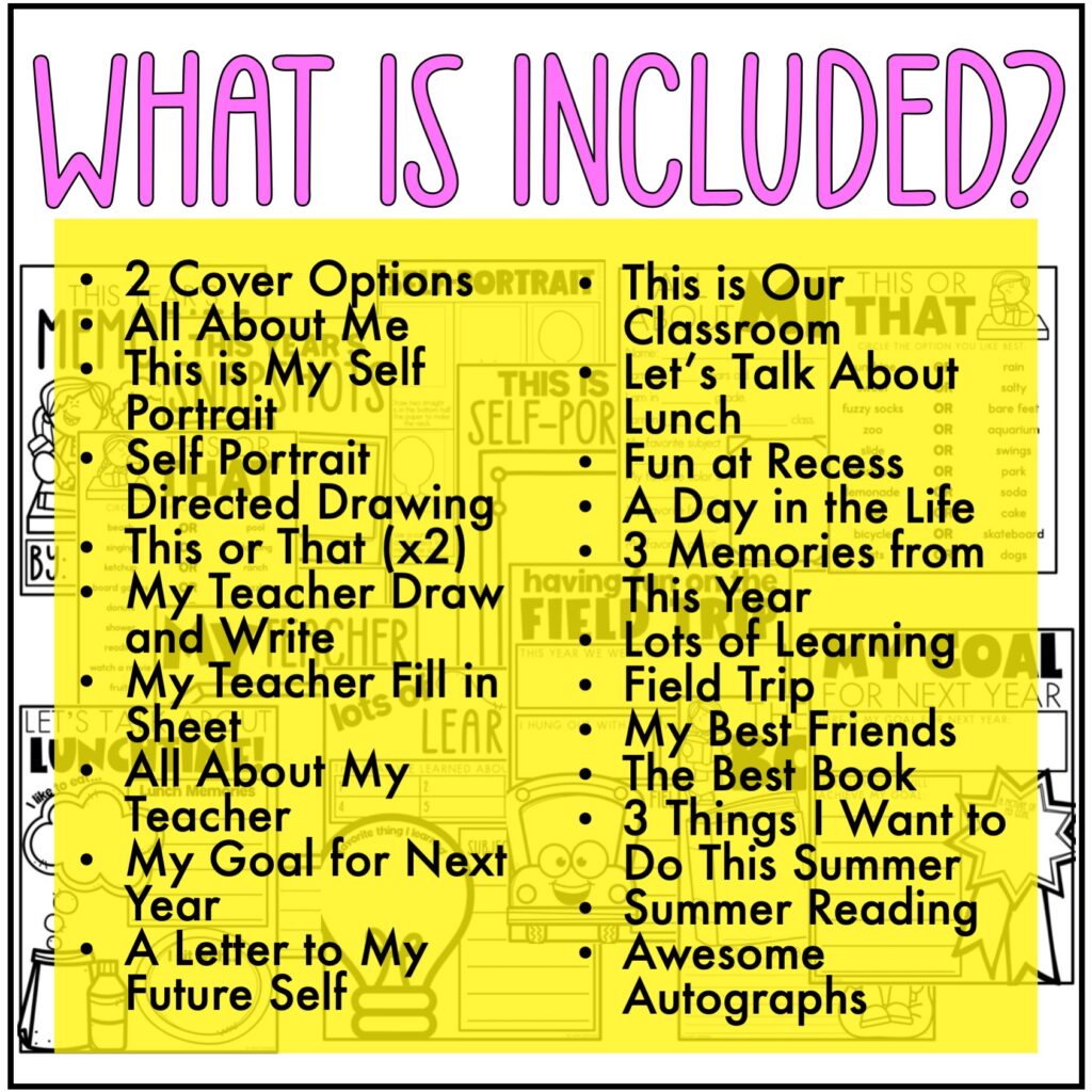 End of the Year Memory Book for Students with Summer Bucket List Craft ...