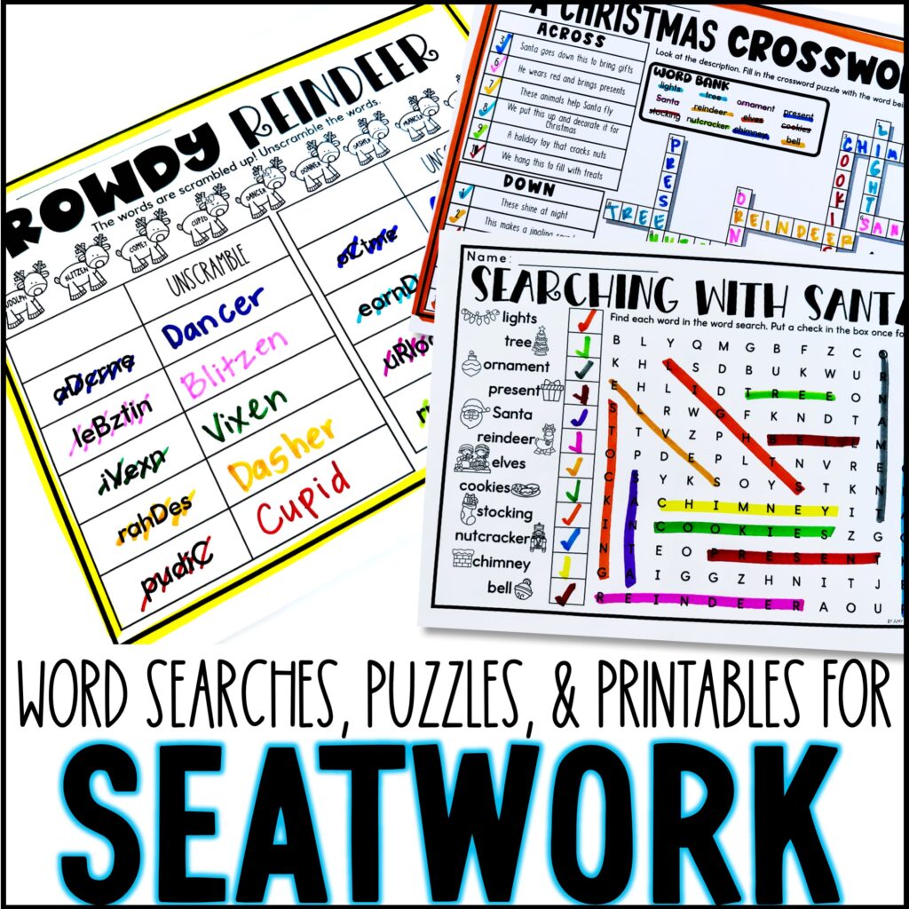 Christmas Word Search Worksheets & Puzzles | Holiday Morning Work ...
