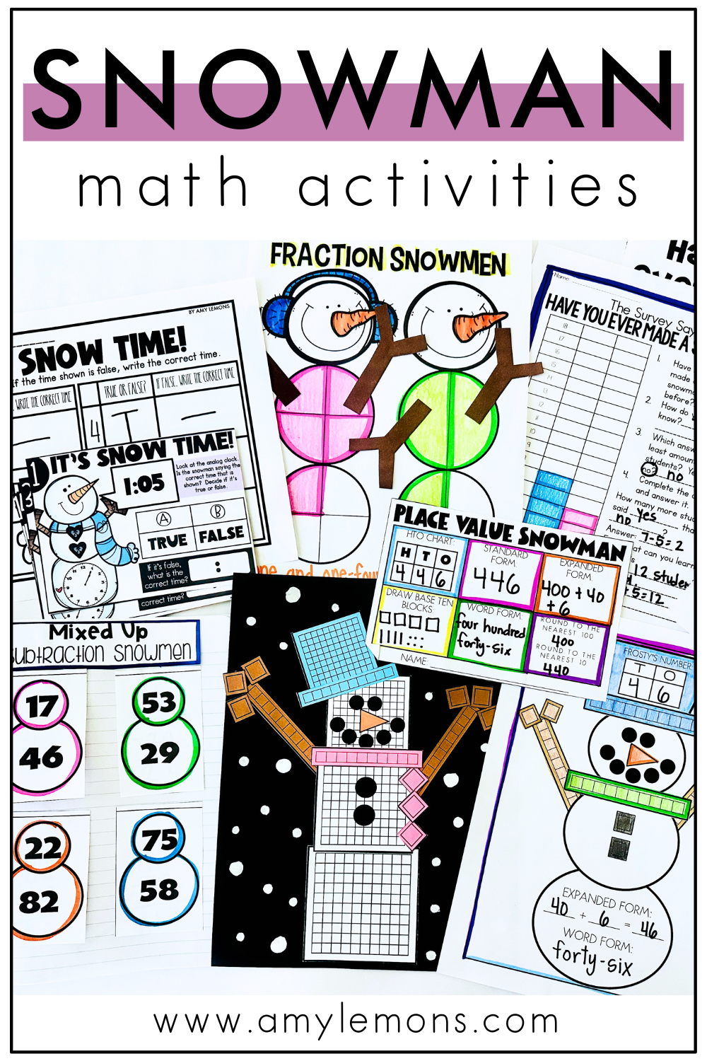5 Creative Math Snowman Activities and Winter Books - Amy Lemons