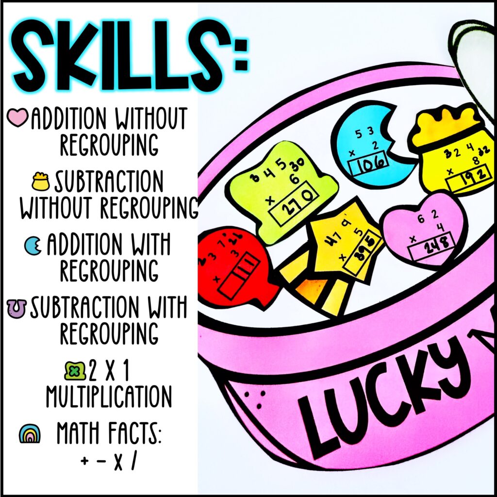 Lucky Charms Math Craft & St. Patrick's Day Bulletin Board & March Math ...